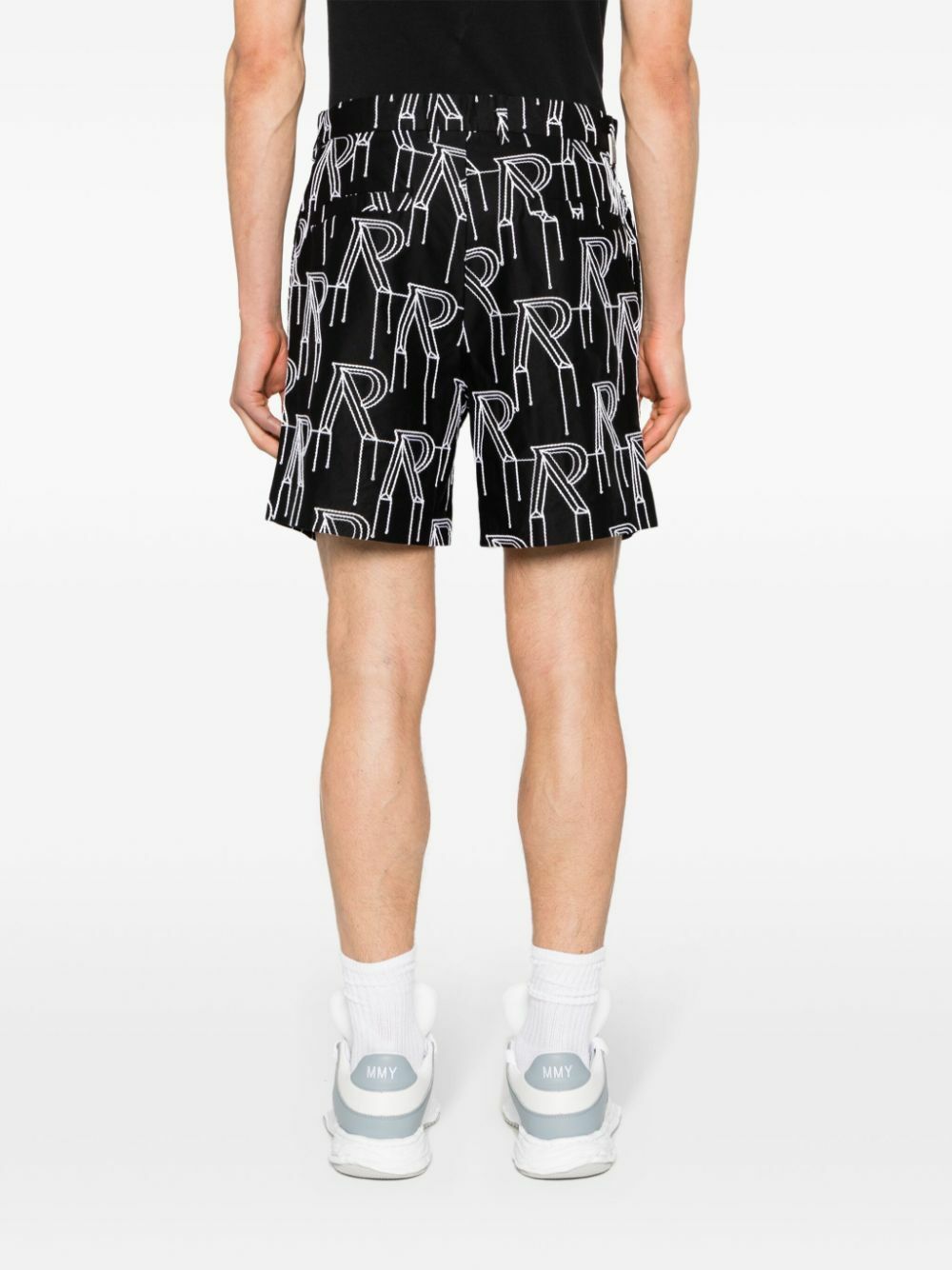 Represent Black Logo-Embroidered Tailored Shorts Represent