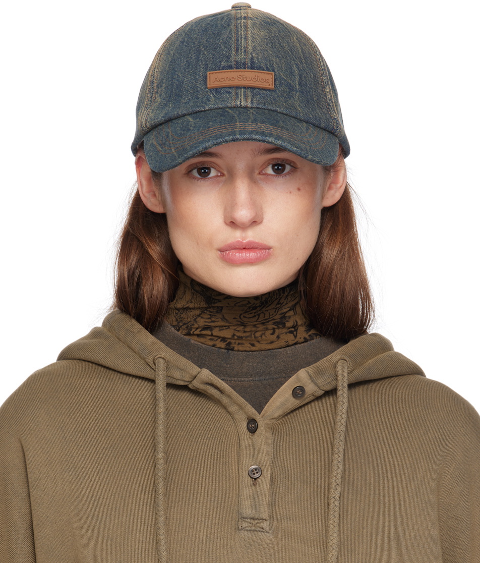 Acne Studios Blue Denim Logo Cap Acne Studios