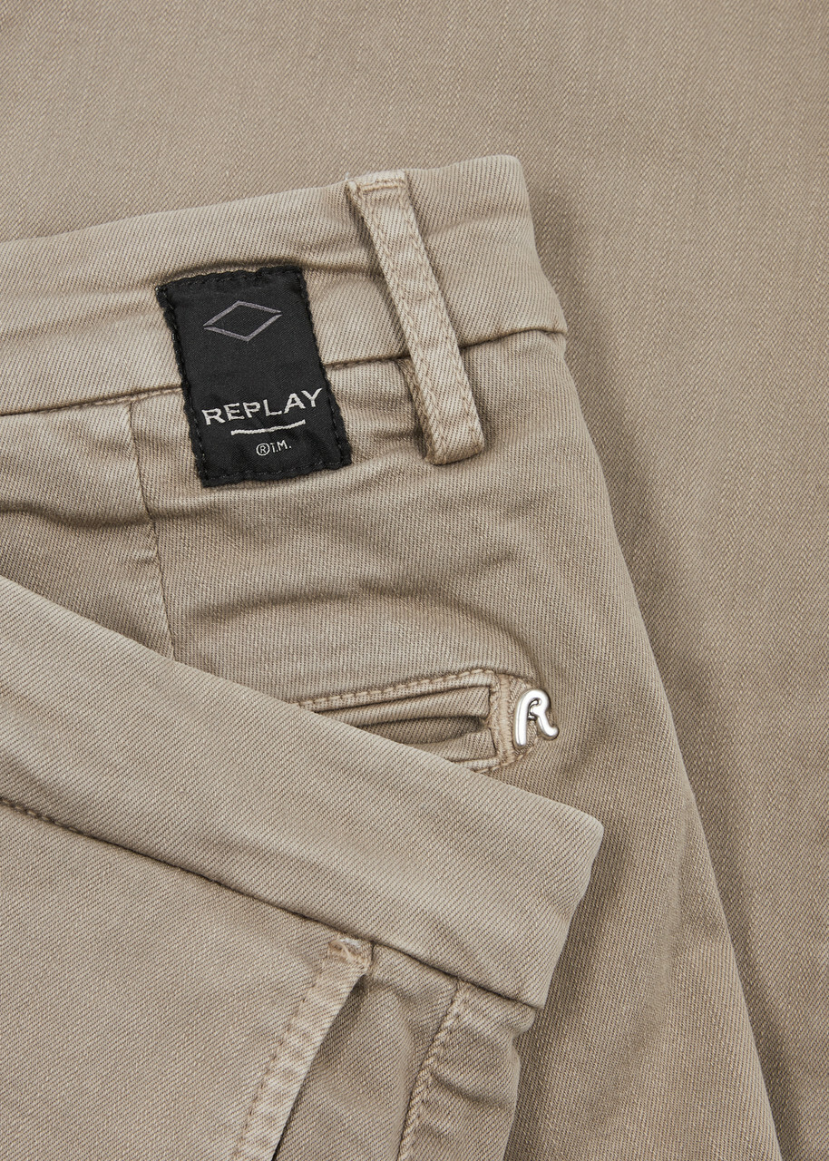 Replay Benni Hyperflex X,lite Cotton-blend Chinos Beige Replay