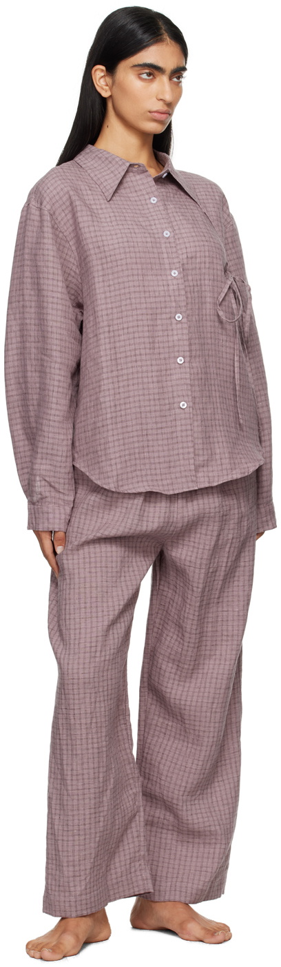 Deiji Studios Pink String Linen Pyjama Set Deiji Studios