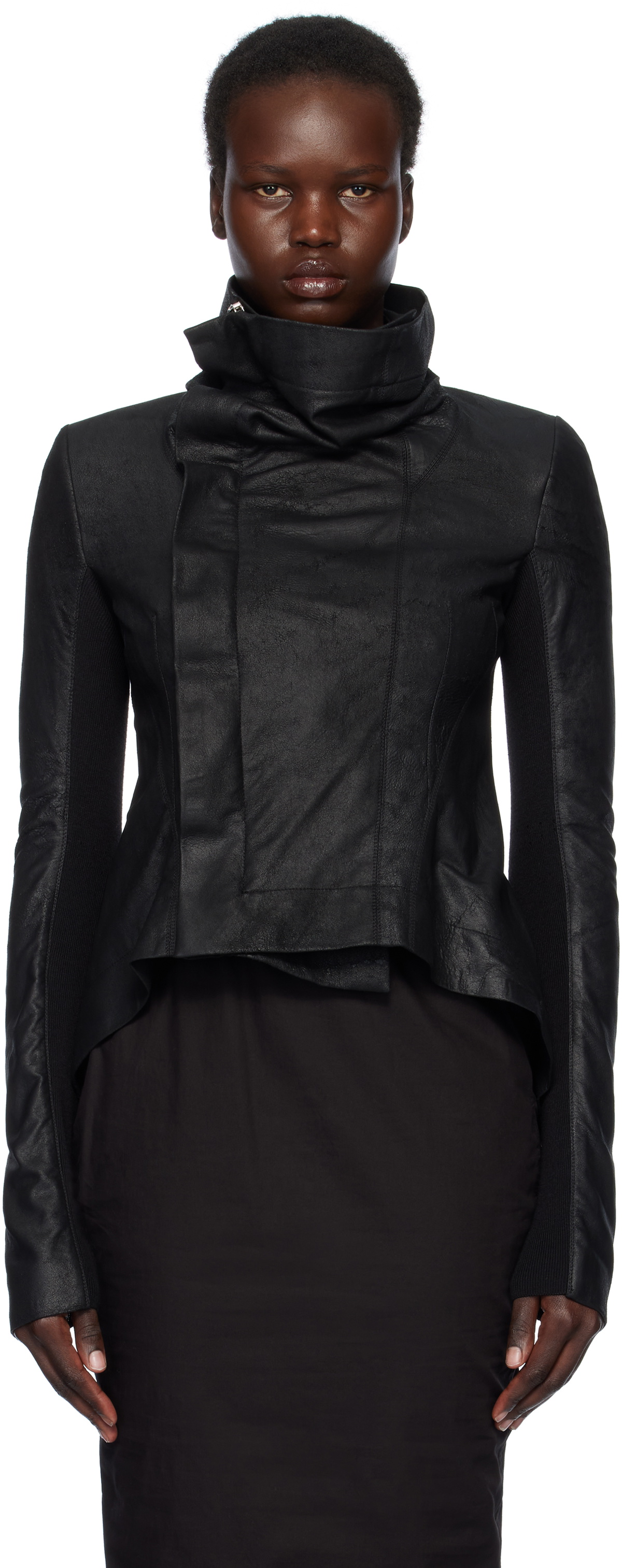 Rick Owens Black Hollywood Naska Biker Leather Jacket Rick Owens