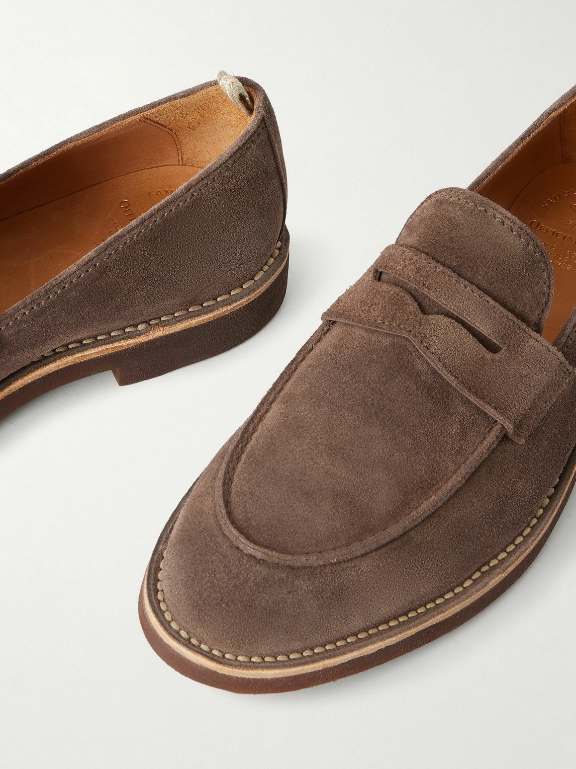 Officine Creative - Opera 001 Suede Penny Loafers - Brown Officine Creative