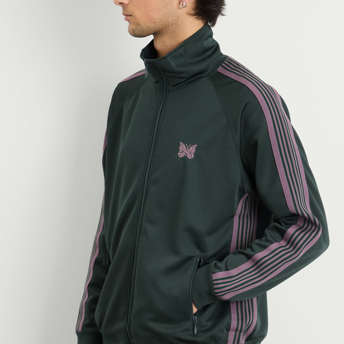 Needles Men's Poly Smooth Track Jacket in Green Needles