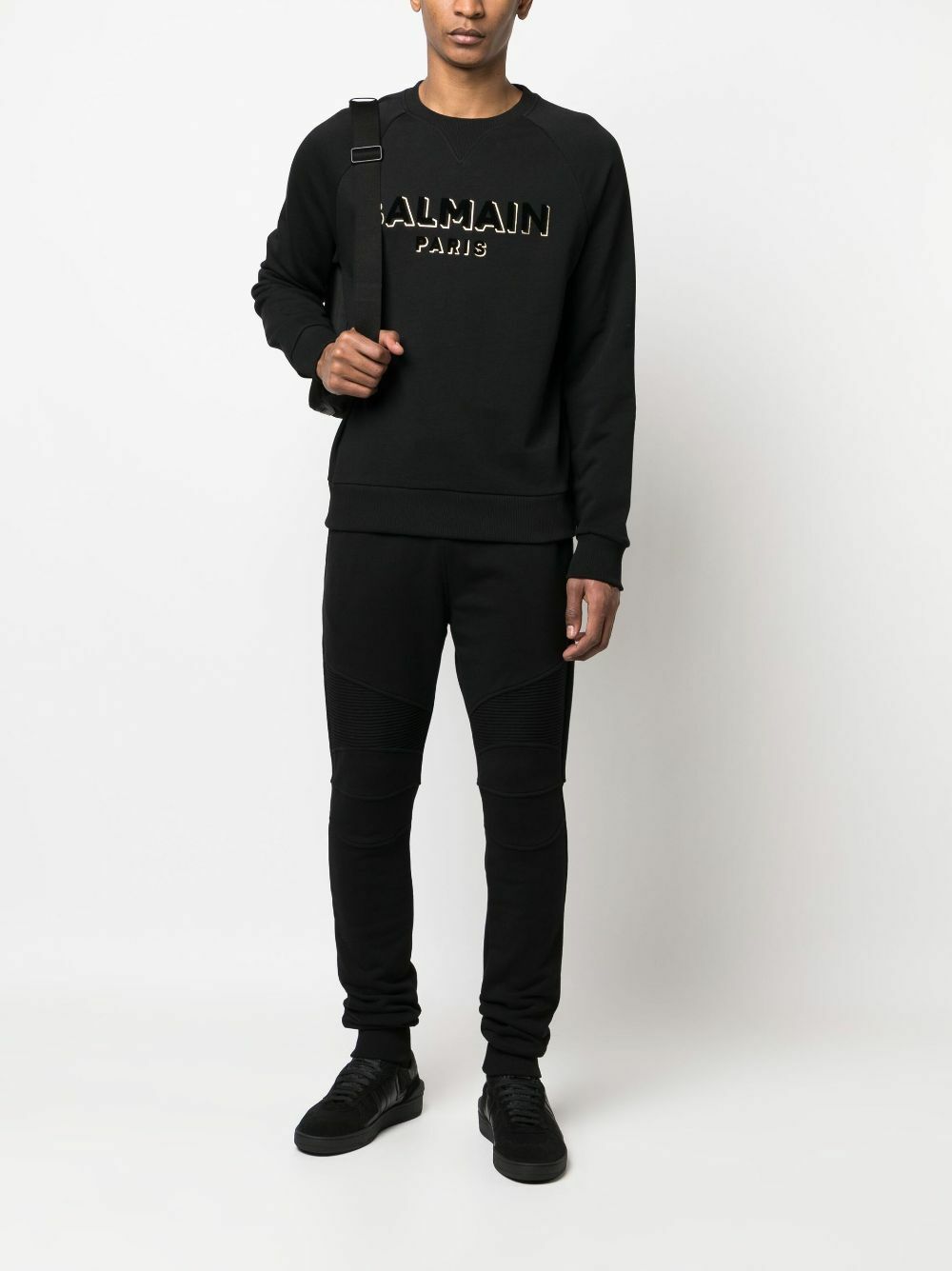 Balmain Black Logo Print Cotton Sweatshirt Balmain