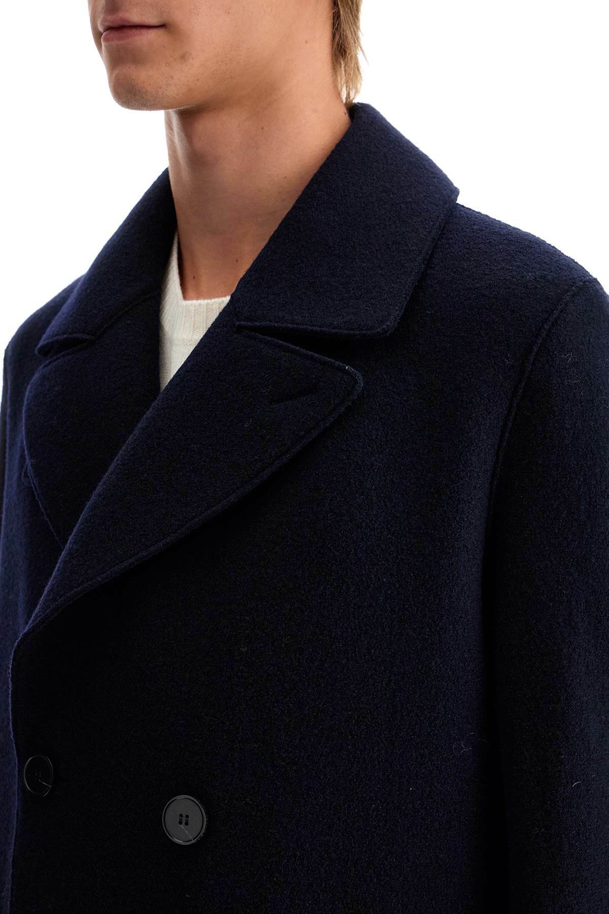 HARRIS WHARF LONDON double-breasted wool coat in boiled Blue Harris ...