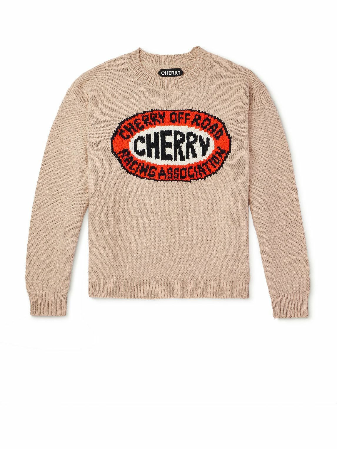 Cherry Los Angeles - Off Road Logo-Intarsia Organic Cotton Sweater ...