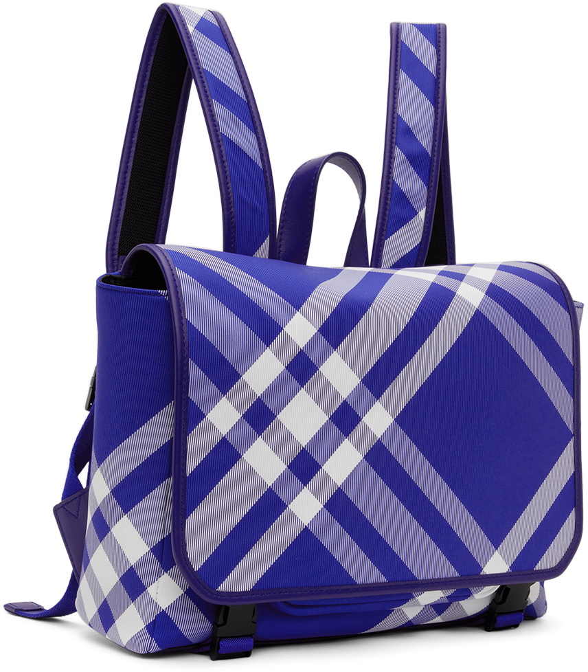 Burberry Kids Blue Check Messenger Backpack Burberry