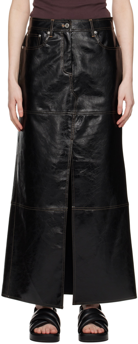 Stand Studio Black Francie Faux-Leather Maxi Skirt Stand Studio