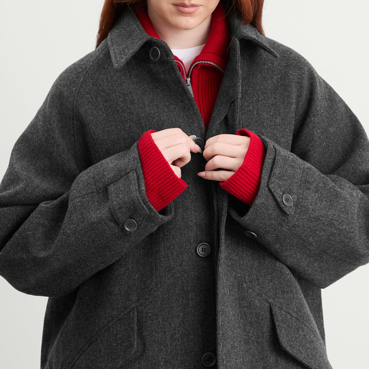 YMC Women's Tyrell Trench Coat in Grey Melange YMC