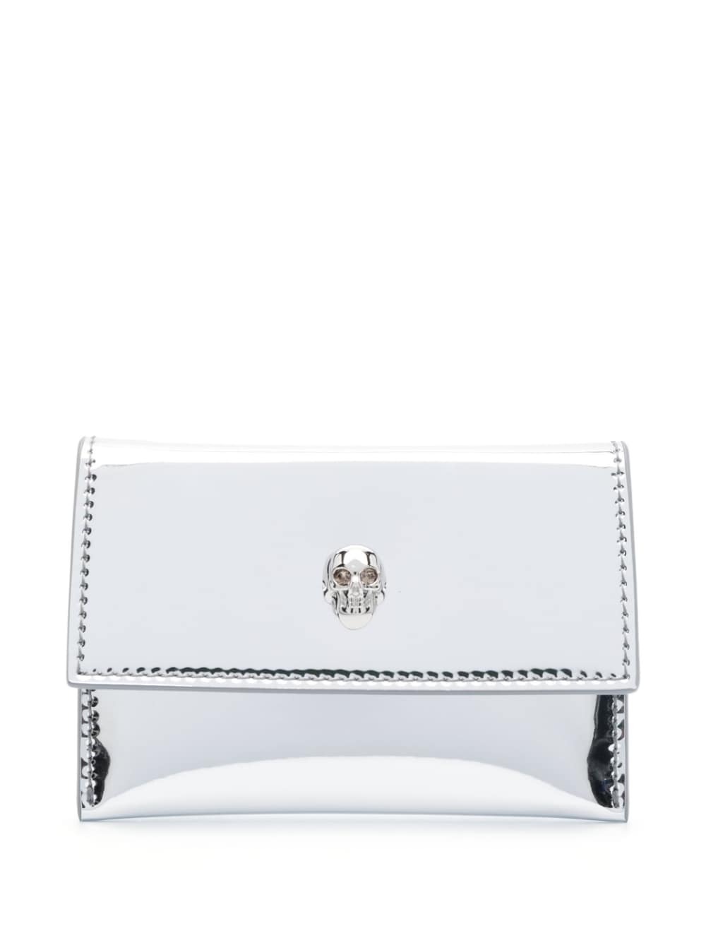 ALEXANDER MCQUEEN - Skull Metallic Leather Credit Card Case Alexander ...