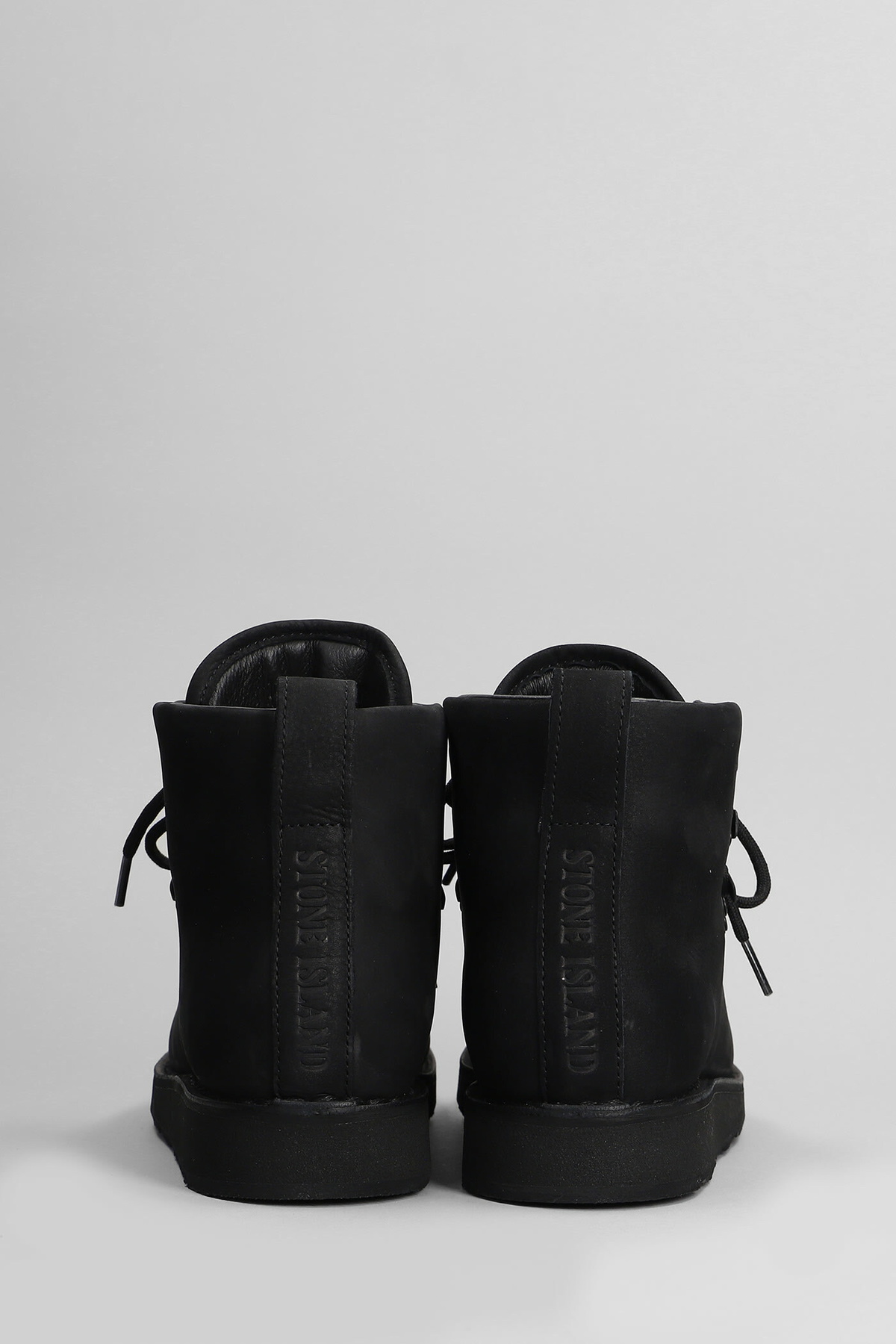 Stone Island Vibram Ankle Boots In Black Leather Stone Island