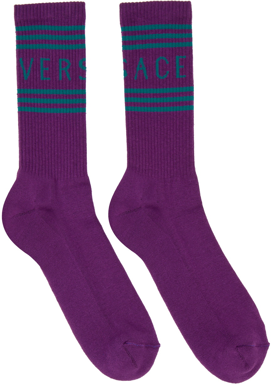Versace Purple Athletic Socks Versace