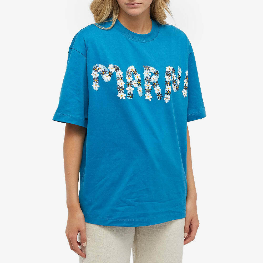 Marni Women's Daisy Logo T-Shirt in Blue Marni
