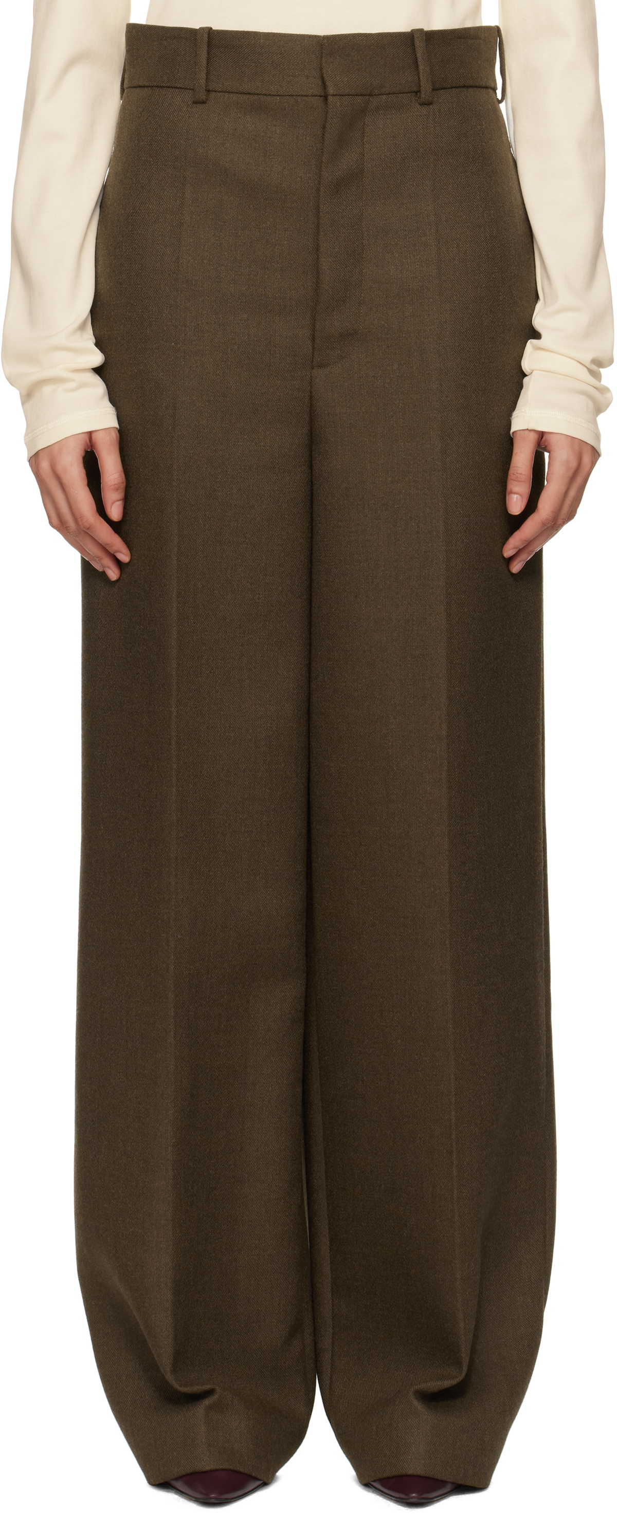 Carven Brown Double Worsted Wool Trousers Carven