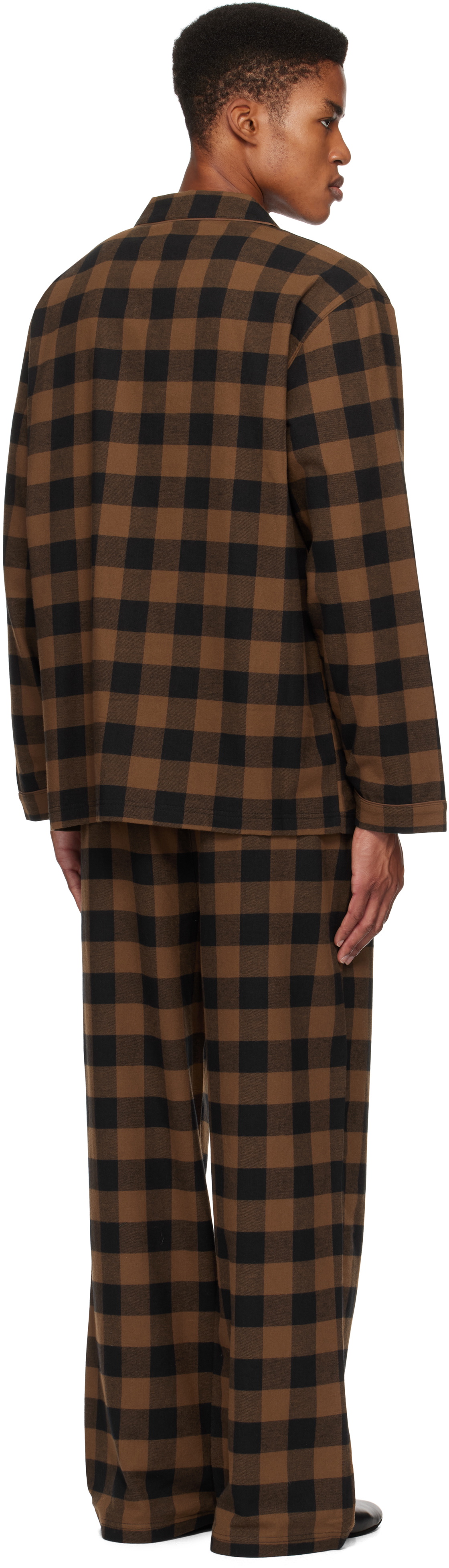 SKIMS Brown Flannel Sleep Pyjama Set SKIMS