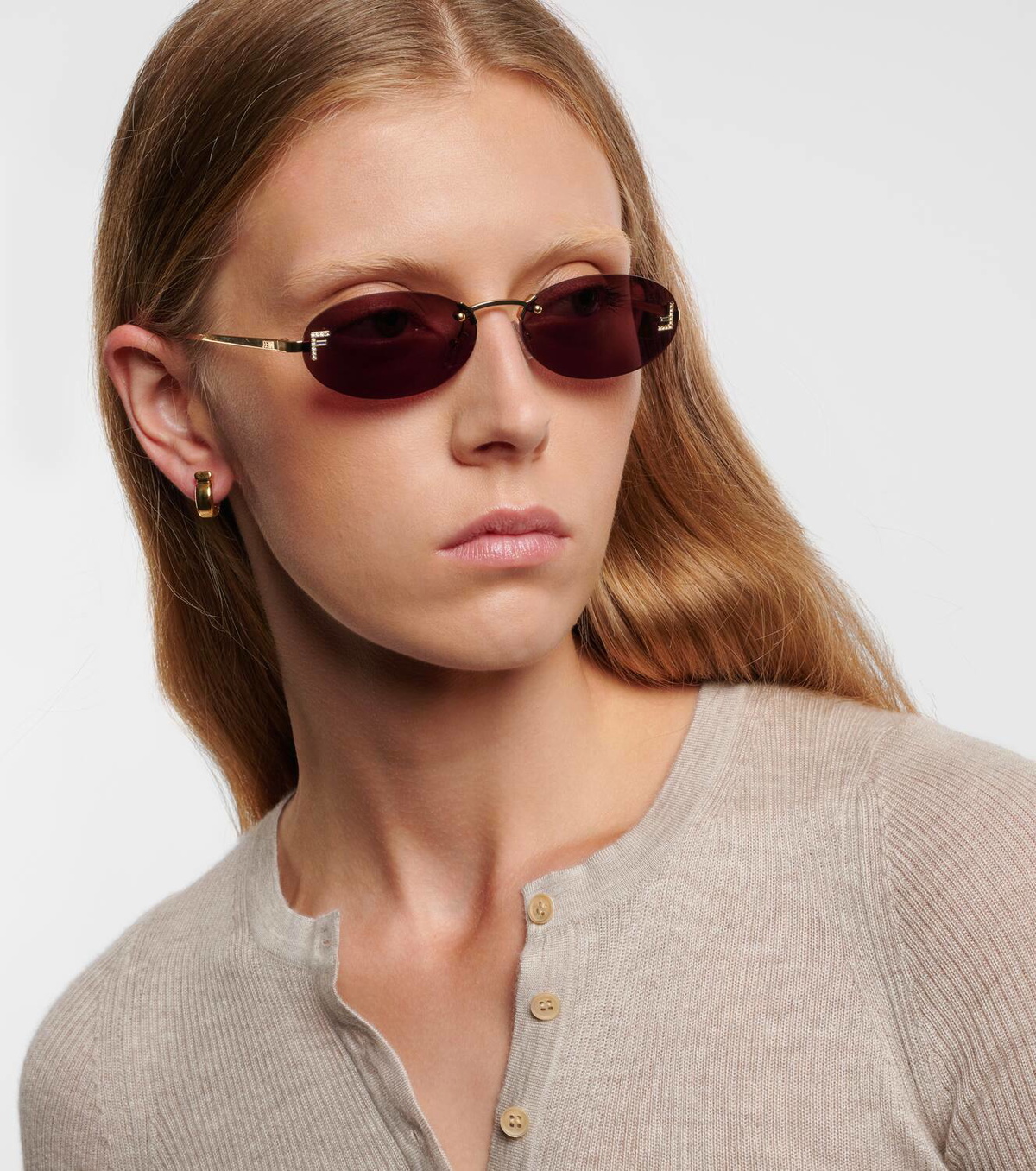 Fendi First Crystal oval sunglasses Fendi