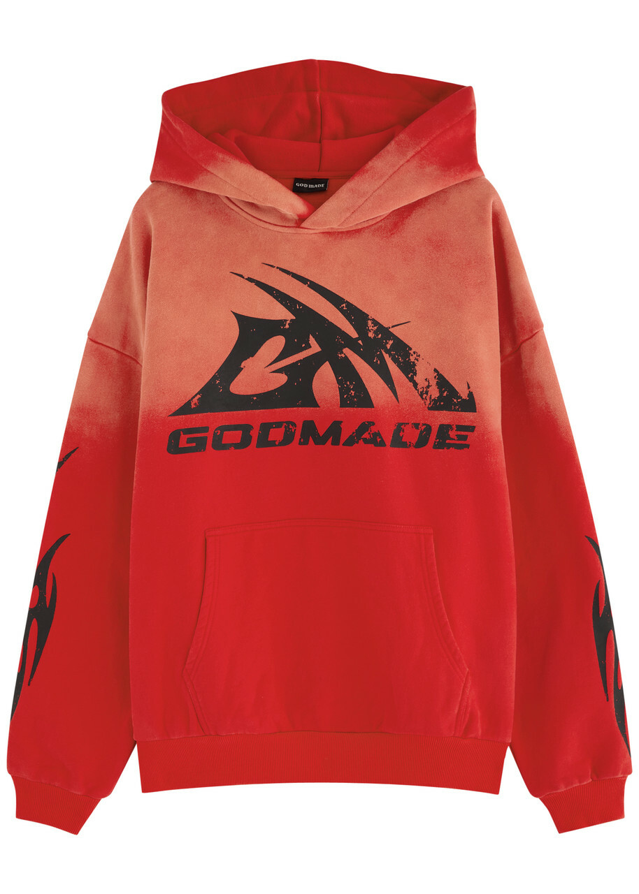God Made Heritage Logo-print Hooded Cotton Sweatshirt Red God Made
