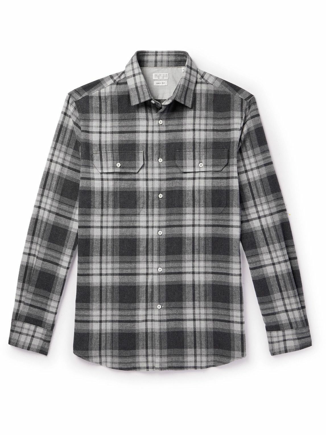 Brunello Cucinelli - Checked Cotton-Flannel Shirt - Gray Brunello Cucinelli