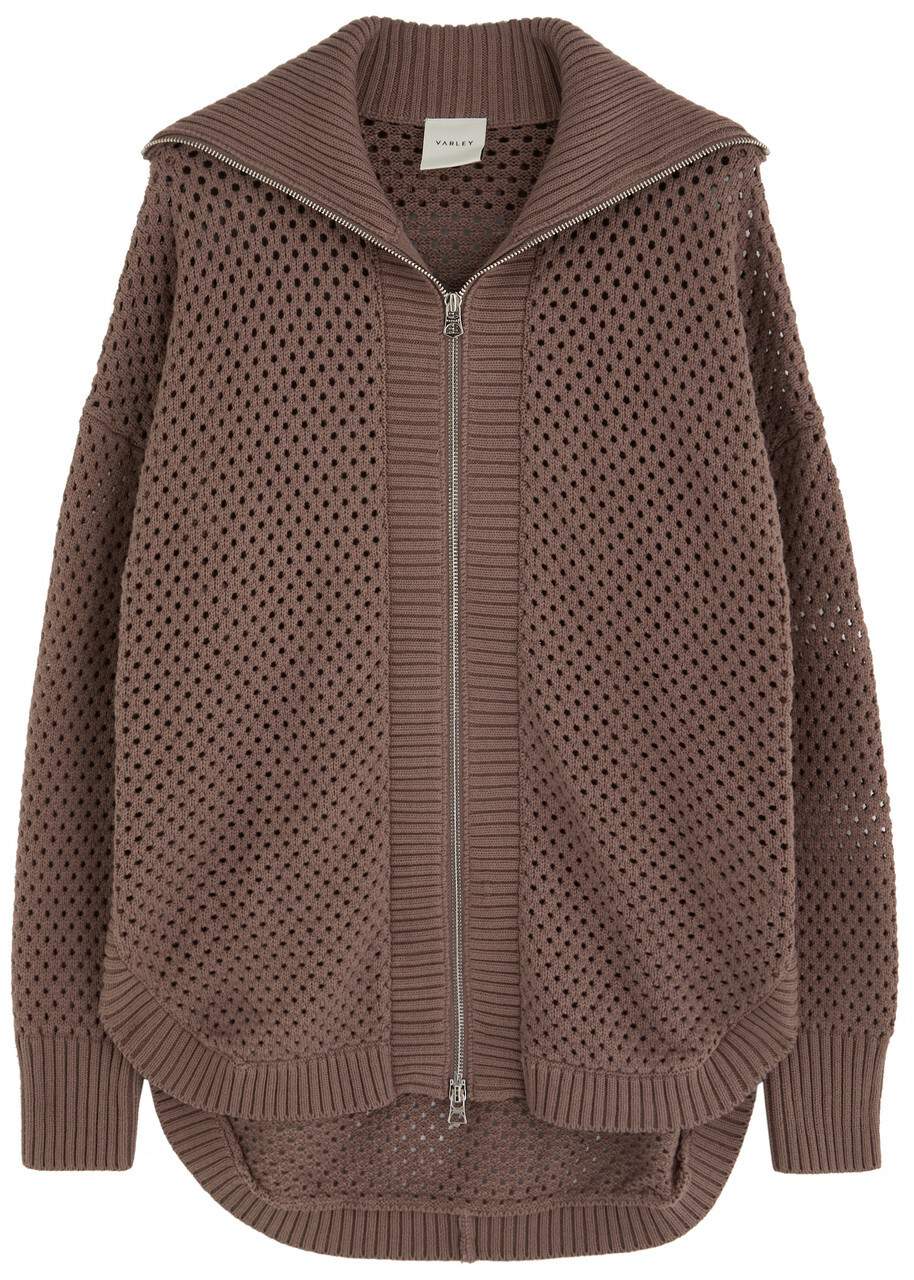 Varley Finn Open-knit Cotton Jacket Brown Varley