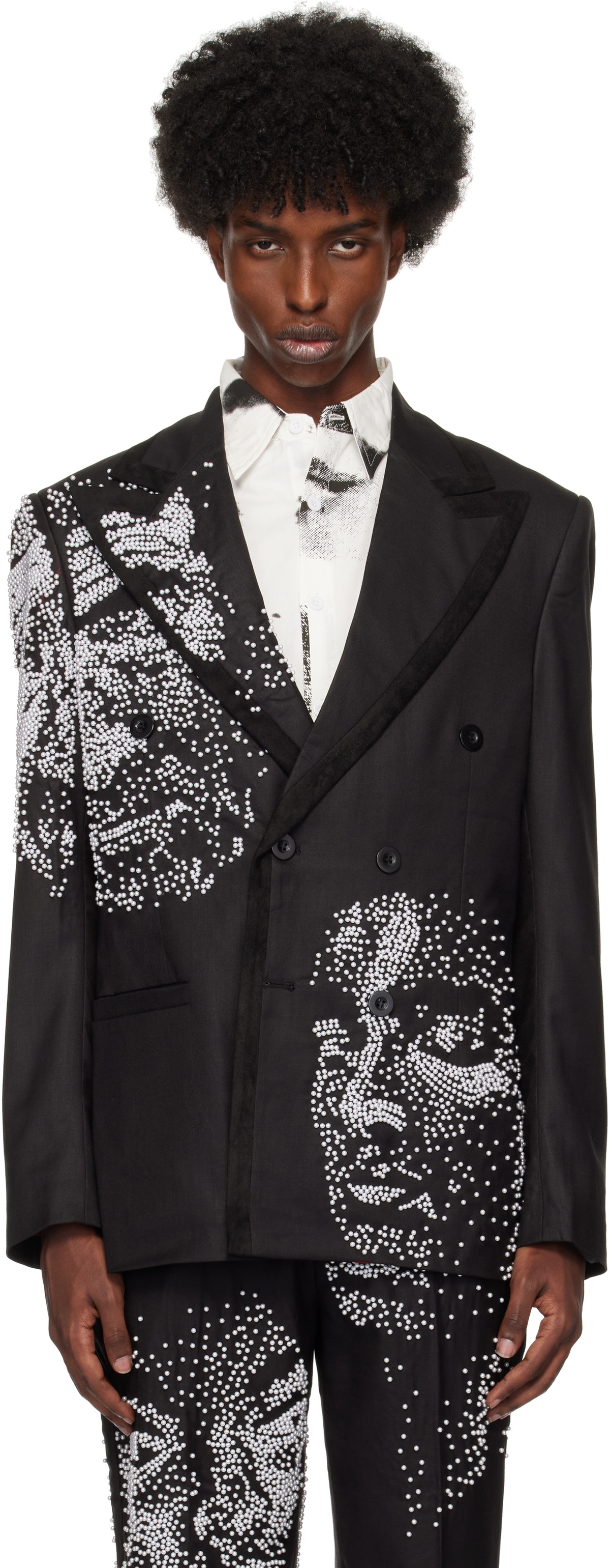 KidSuper Black Beaded Faces Suit Blazer KidSuper