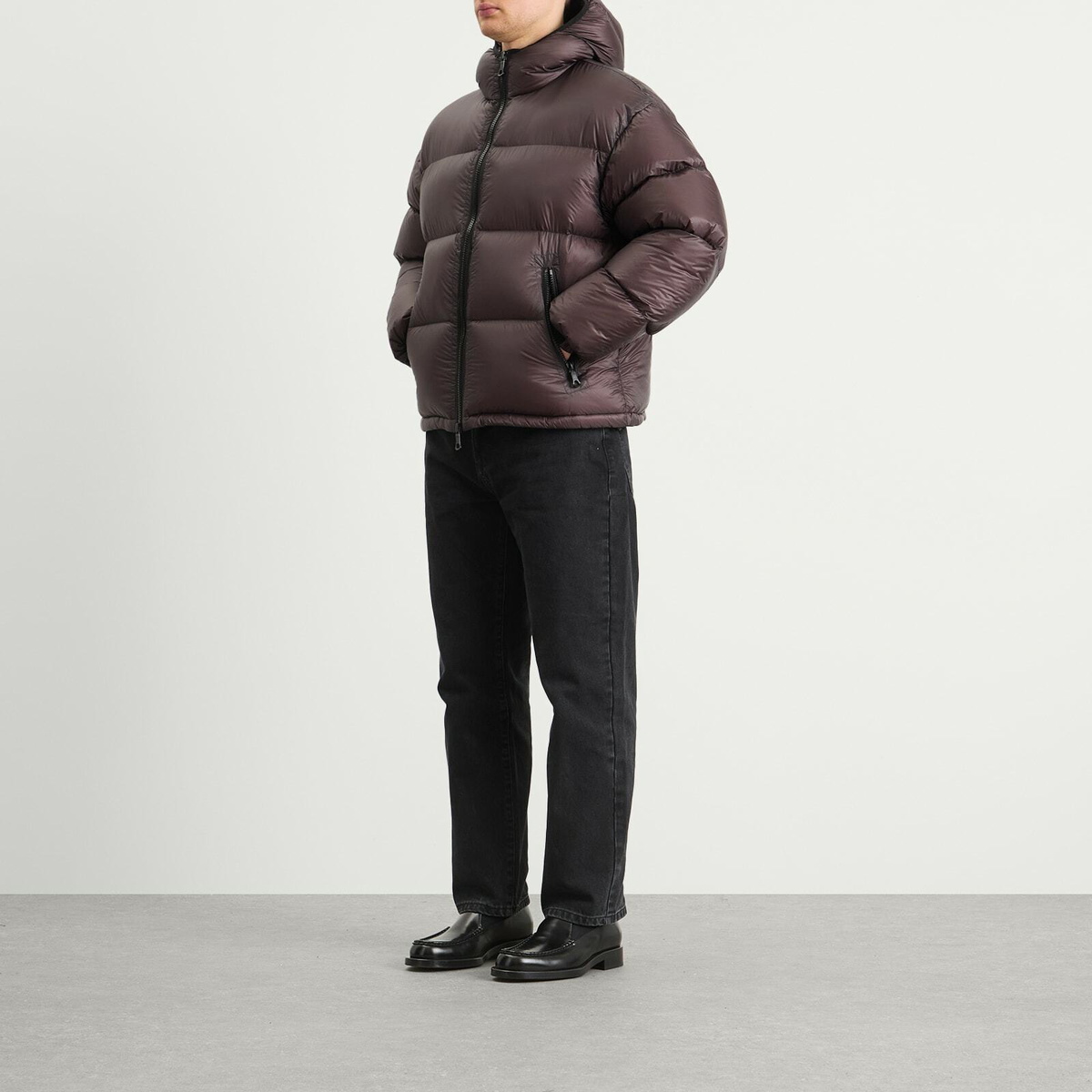 MKI Men's Translucent Hooded Bubble Jacket in Raisin MKI Miyuki-Zoku