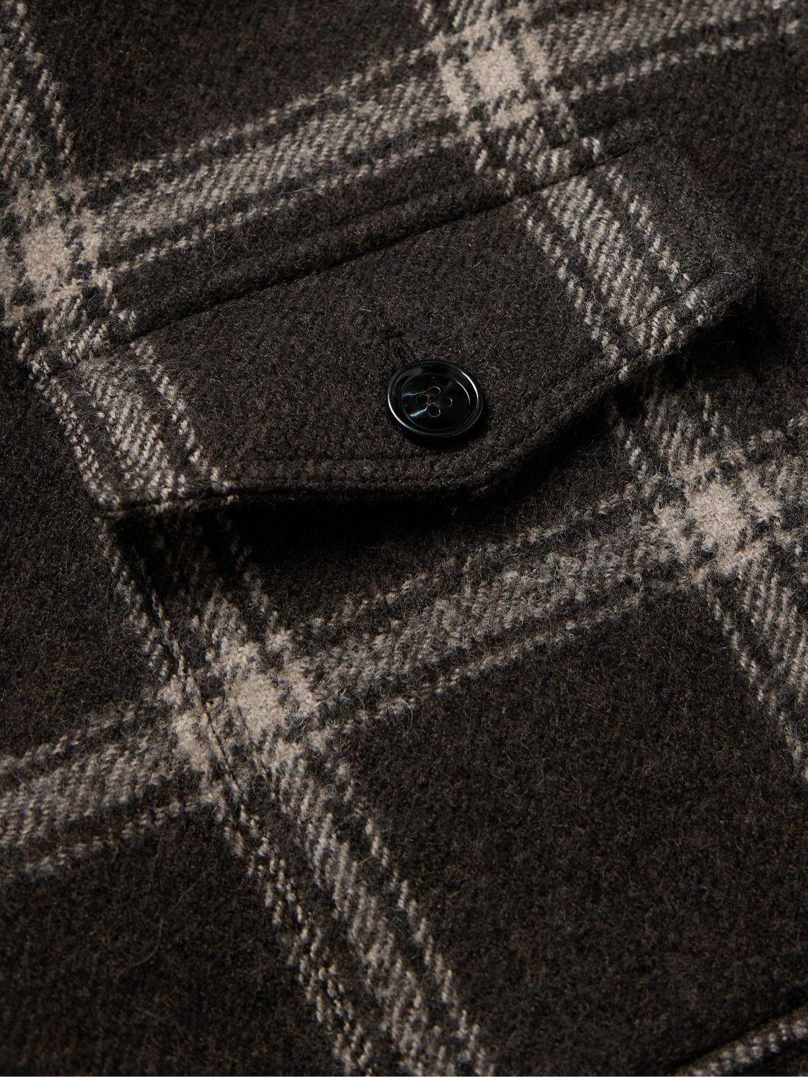 AMI PARIS - Checked Wool-Blend Flannel Overshirt - Brown AMI