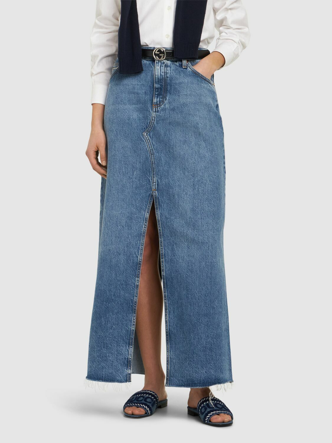 GUCCI - 10mm Jane Denim Slide Sandals Gucci