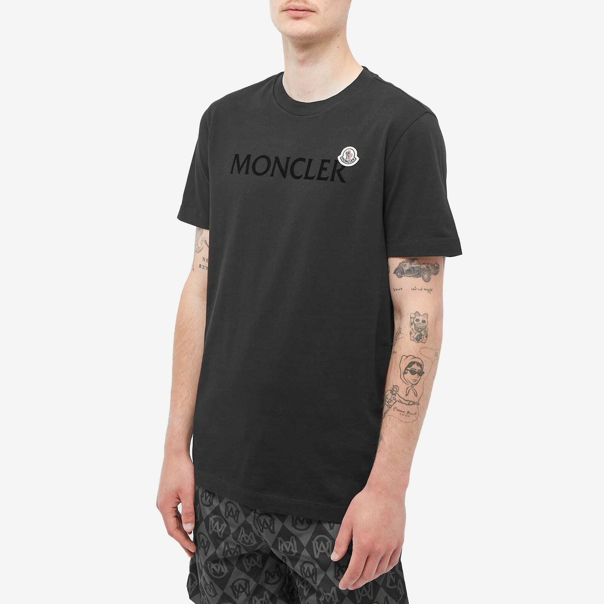 Moncler Men's Text Logo T-Shirt in Black Moncler