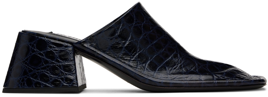Jil Sander Navy Croc Mules Jil Sander