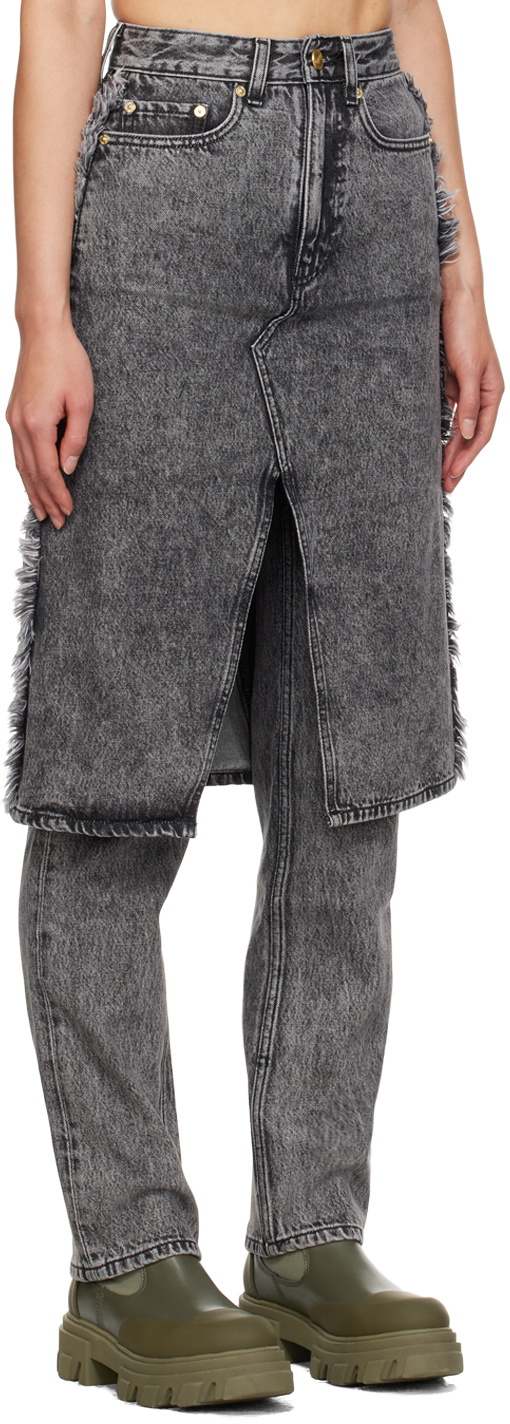 GANNI Gray Layered Jeans GANNI