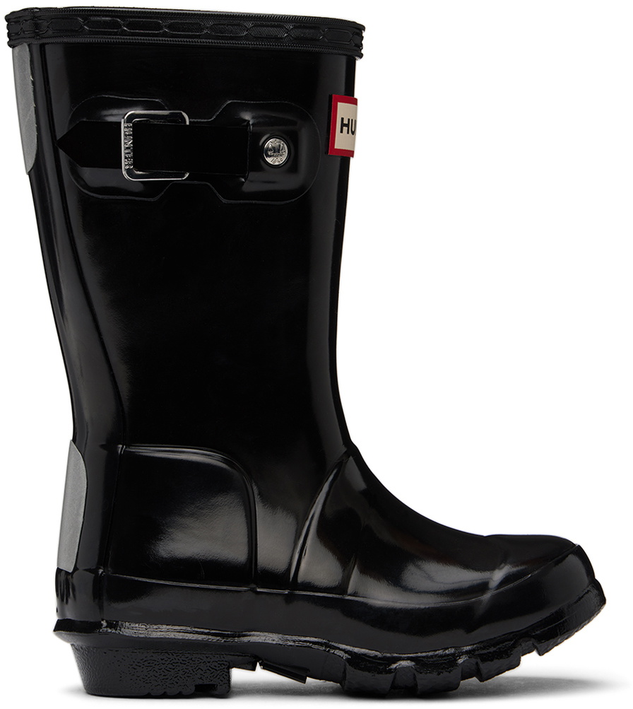 Hunter Kids Black Original Gloss Little Kids Rain Boots Hunter