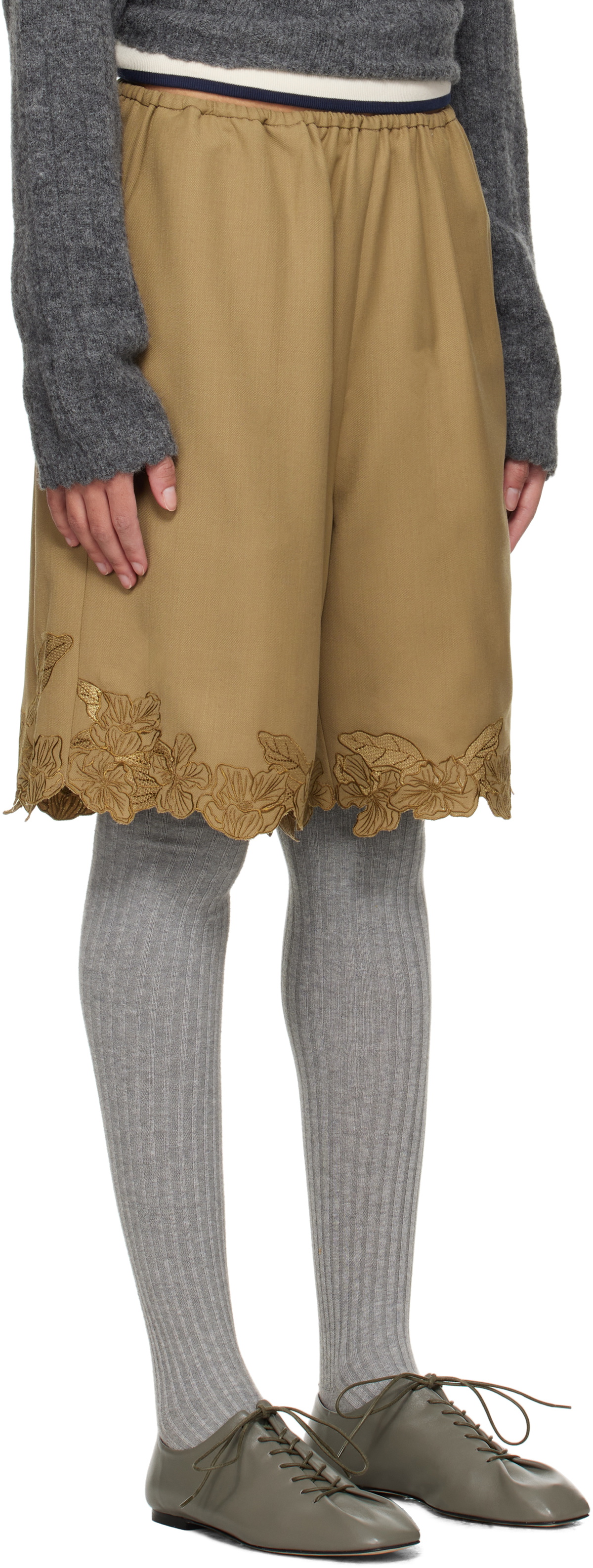 Cordera Taupe Embroidered Bermuda Shorts CORDERA
