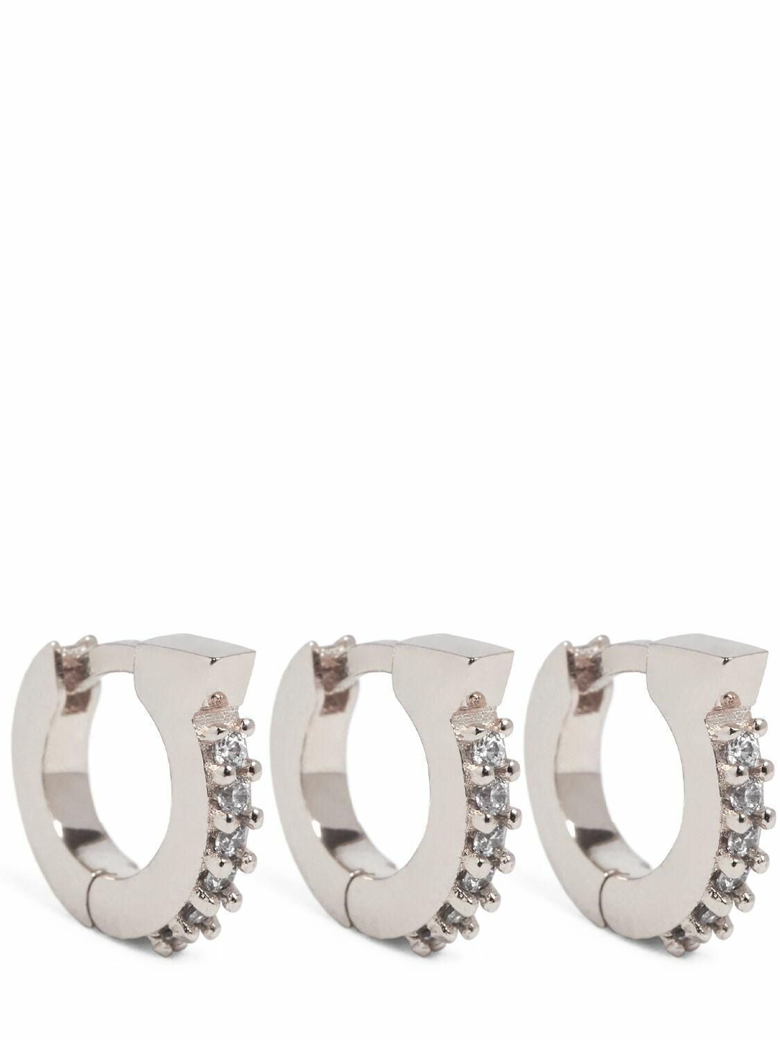 FERRAGAMO Set Of 3 Gancio Crystal Hoop Earrings Salvatore Ferragamo