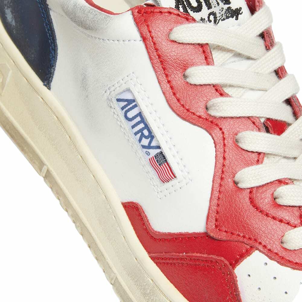 Autry Men's Super Vintage Low Sneakers in White/Blue/Red Autry