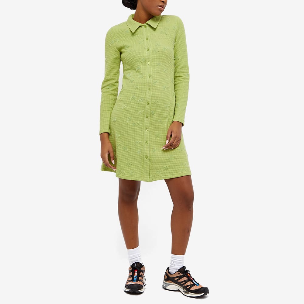 Brain Dead Womens Waffle Puff Dress in Seafoam Brain Dead