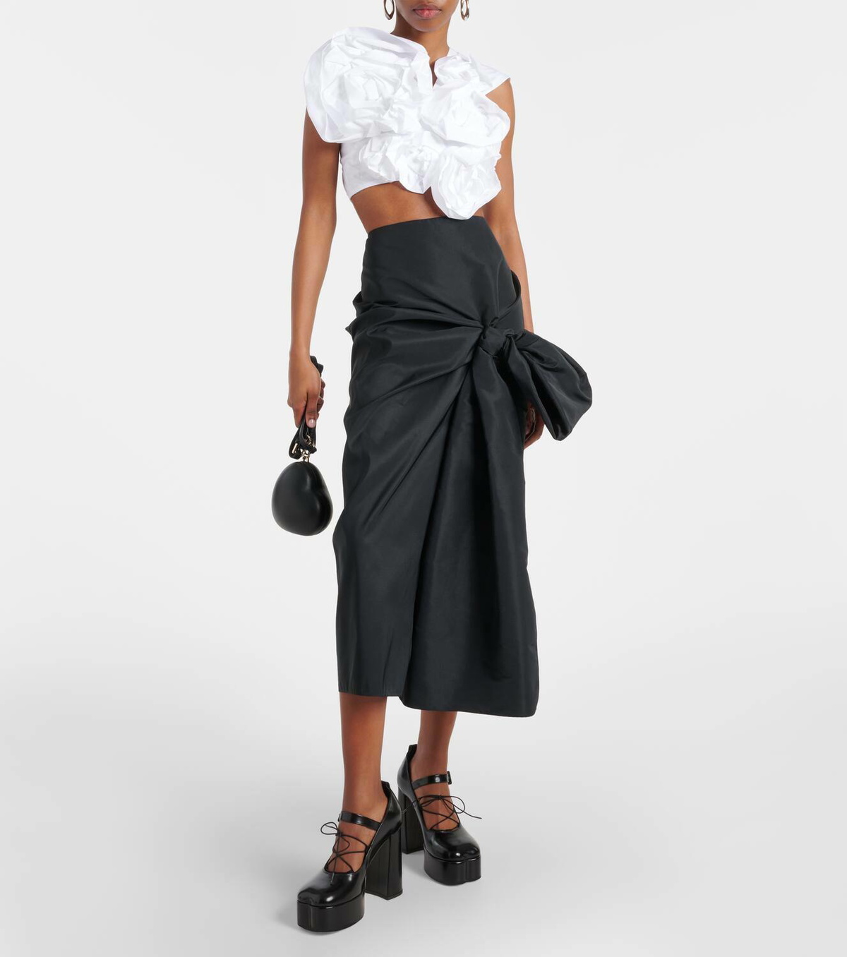 Simone Rocha Floral-appliqué cotton top Simone Rocha