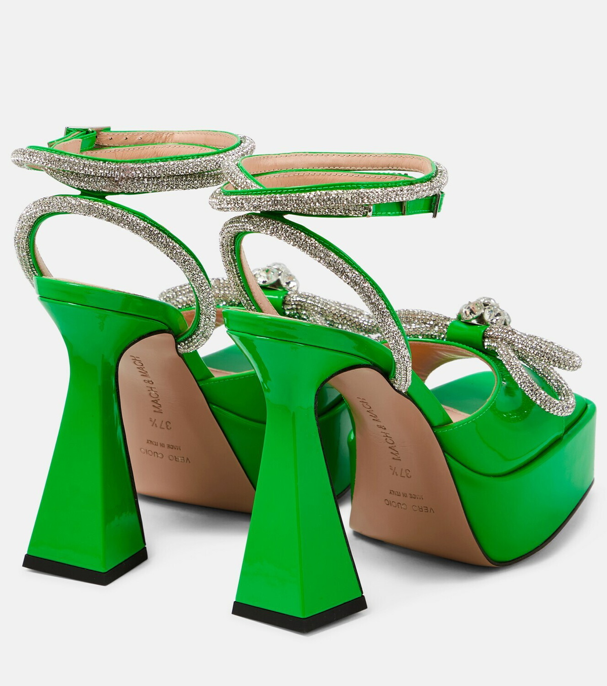 Mach & Mach - Double Bow embellished leather platform sandals MACH & MACH