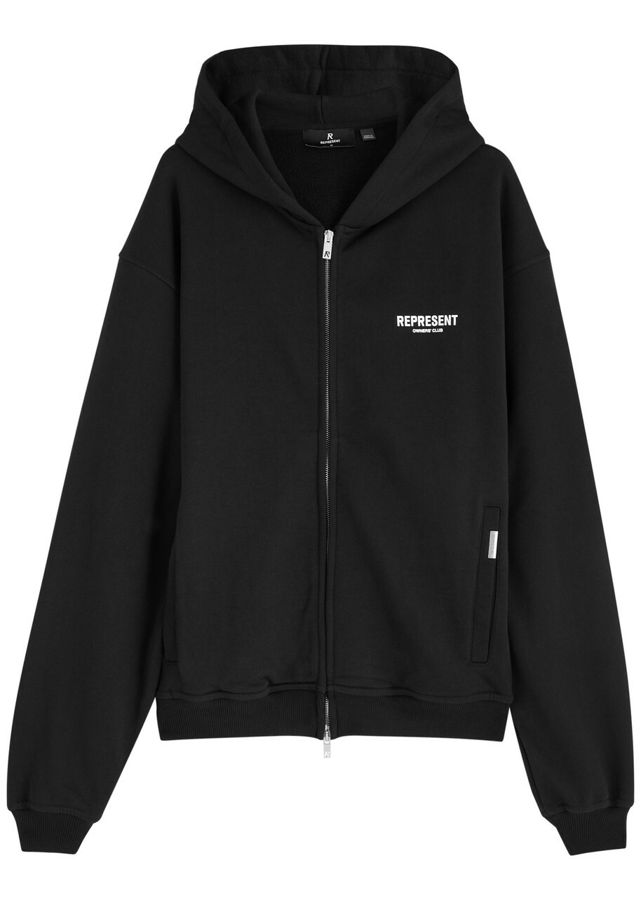 Represent Owners' Club Hooded Cotton Sweatshirt Black Represent