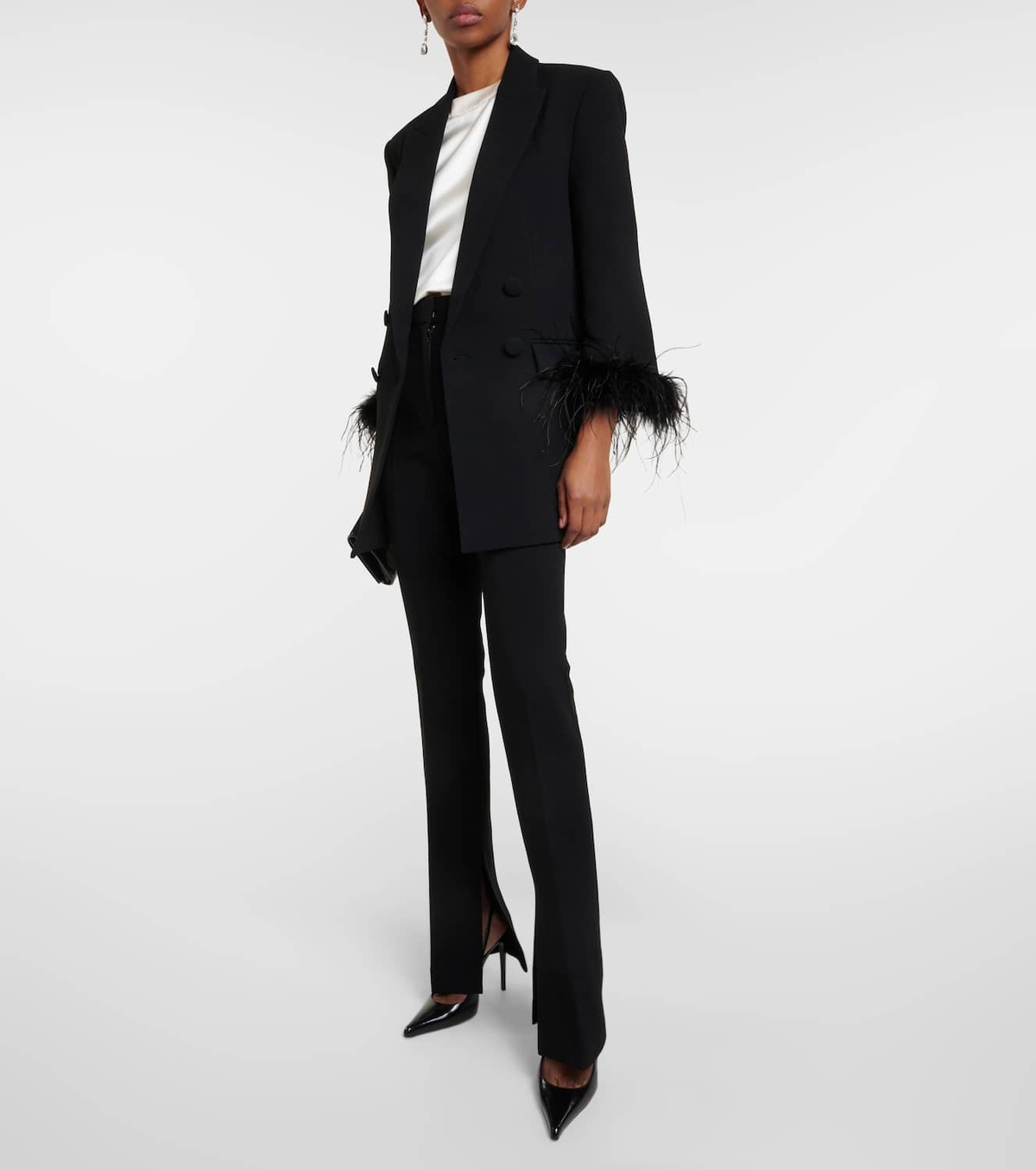 Rebecca Vallance Evie feather-trimmed blazer Rebecca Vallance