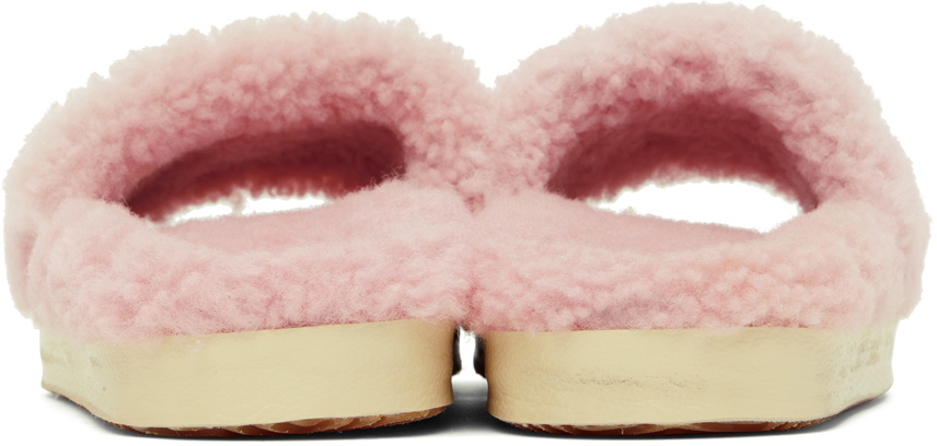 Golden Goose Pink Shearling Poolstar Sandals Golden Goose Deluxe Brand