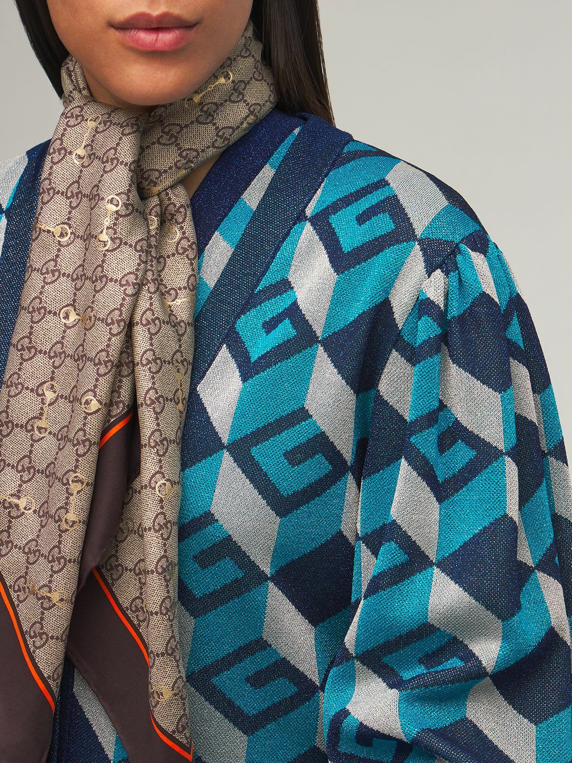 GUCCI - Gg & Horsebit Print Silk Scarf Gucci