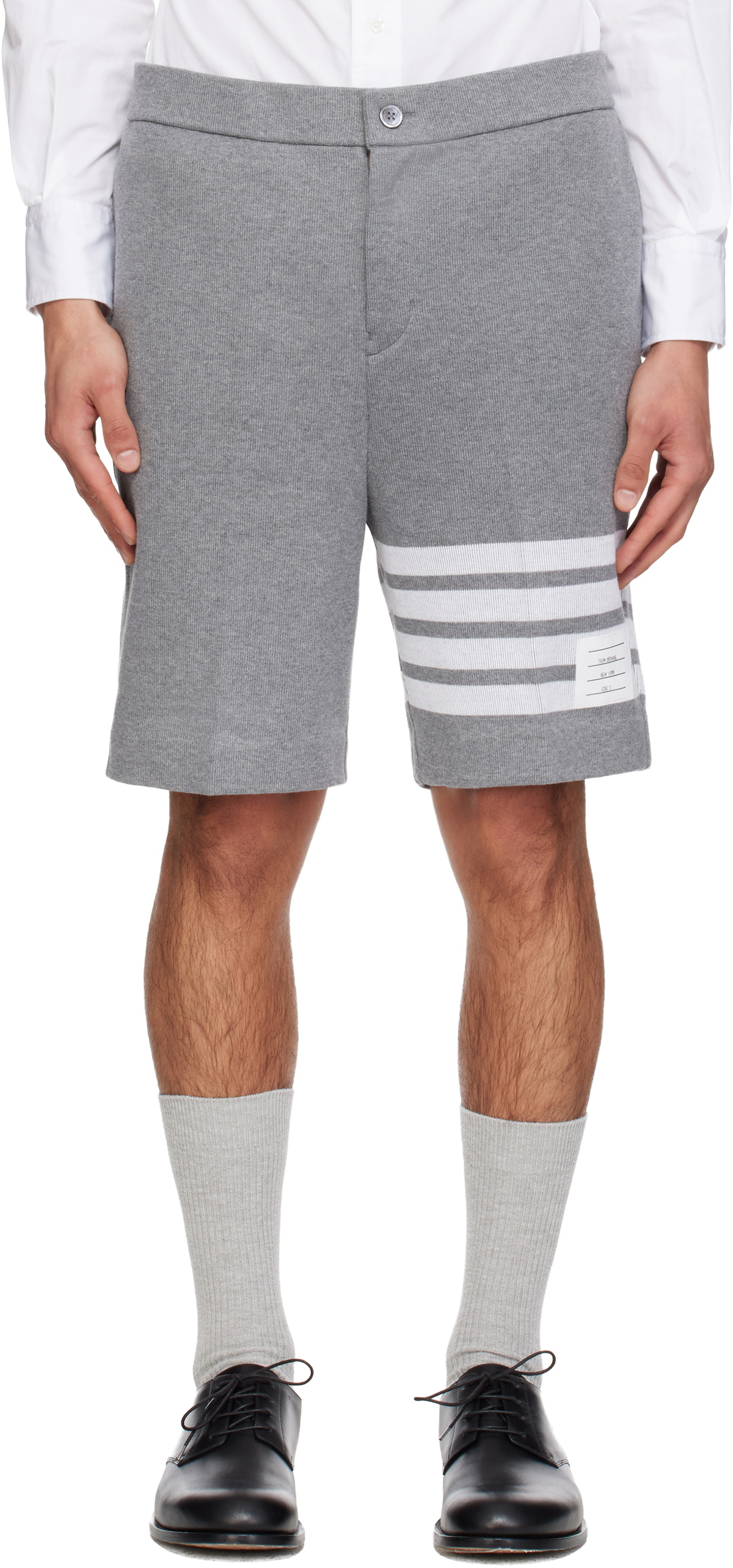 Thom Browne Gray Double Face Knit 4-Bar Bermuda Shorts Thom Browne