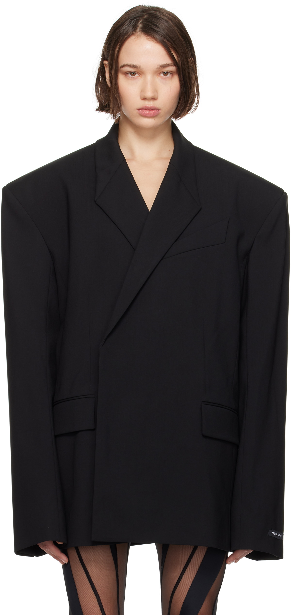 Mugler Black Oversized Tailoring Blazer Mugler