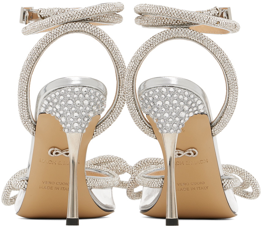 MACH & MACH Silver Double Bow High Heels MACH & MACH