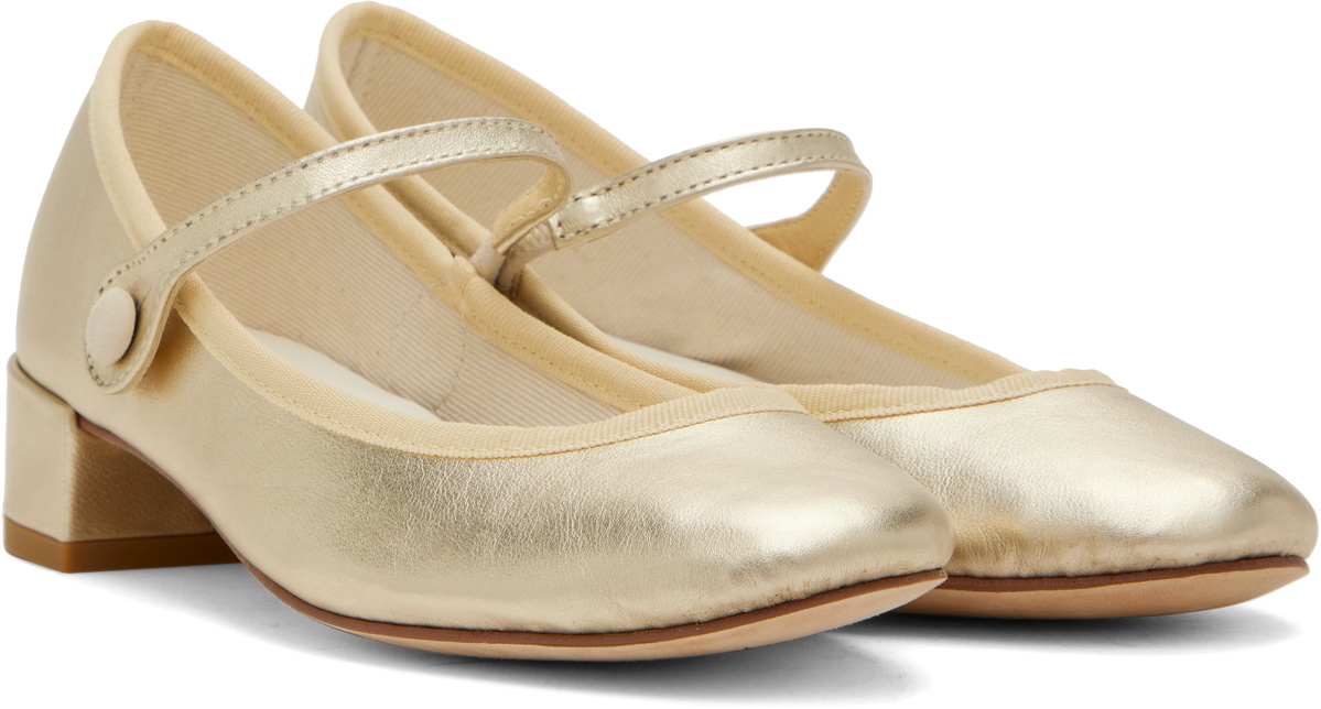 Repetto Gold Rose Mary Jane Heels Repetto