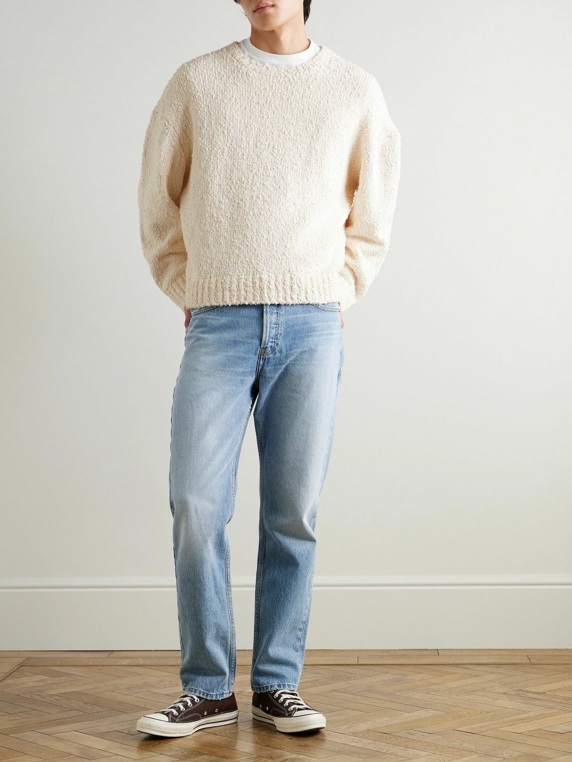 FRAME - Cotton-Blend Bouclé Sweater - Neutrals Frame Denim