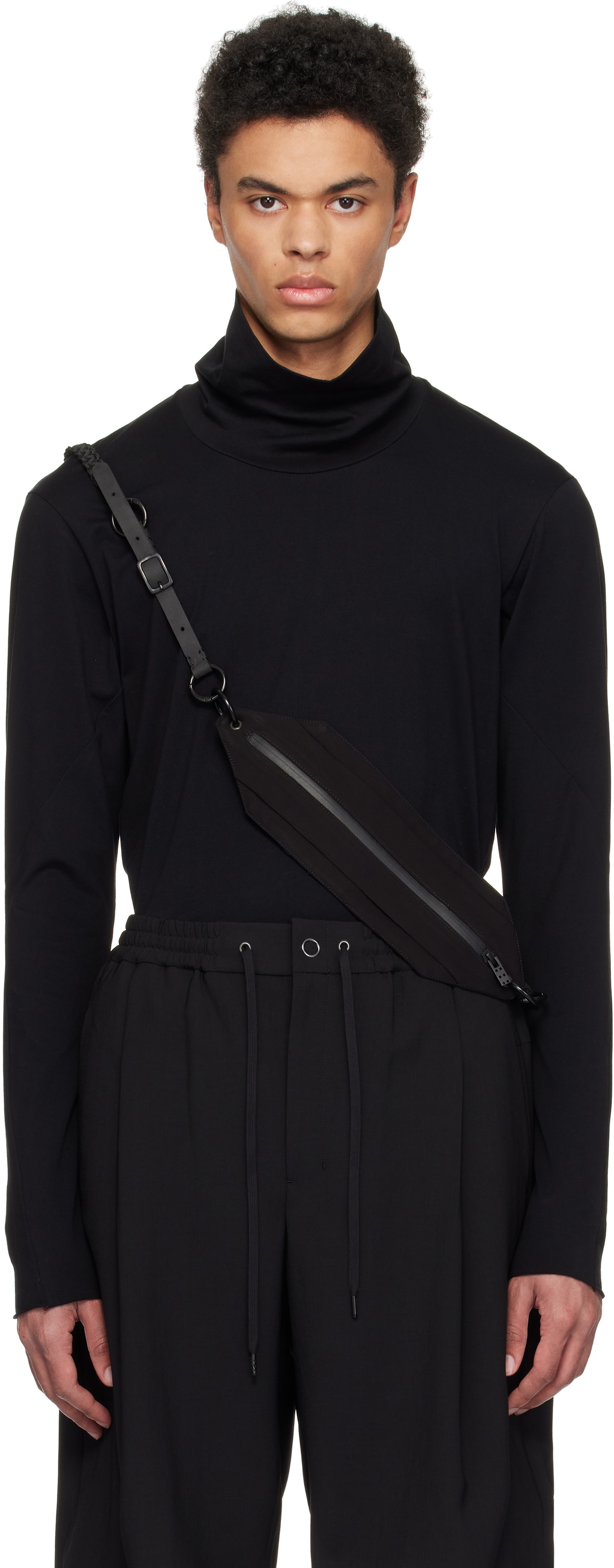 DEVOA Black Cotton Jersey Turtleneck DEVOA