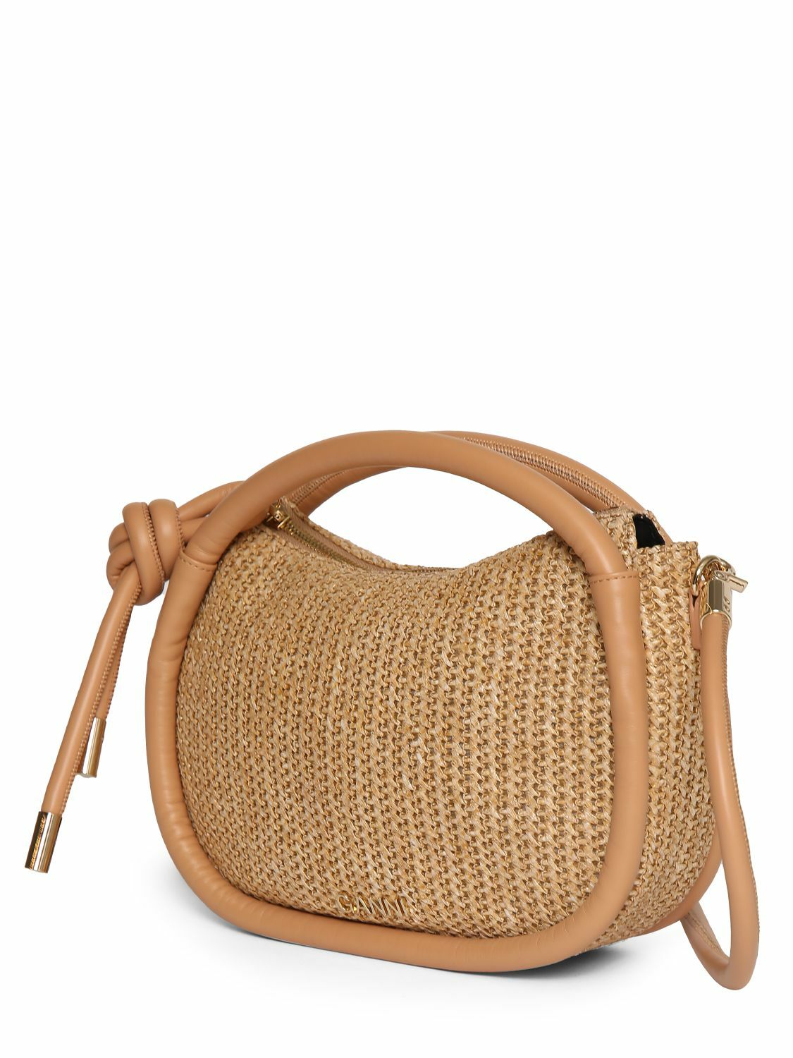 GANNI Mini Knot Raffia Top Handle Bag GANNI