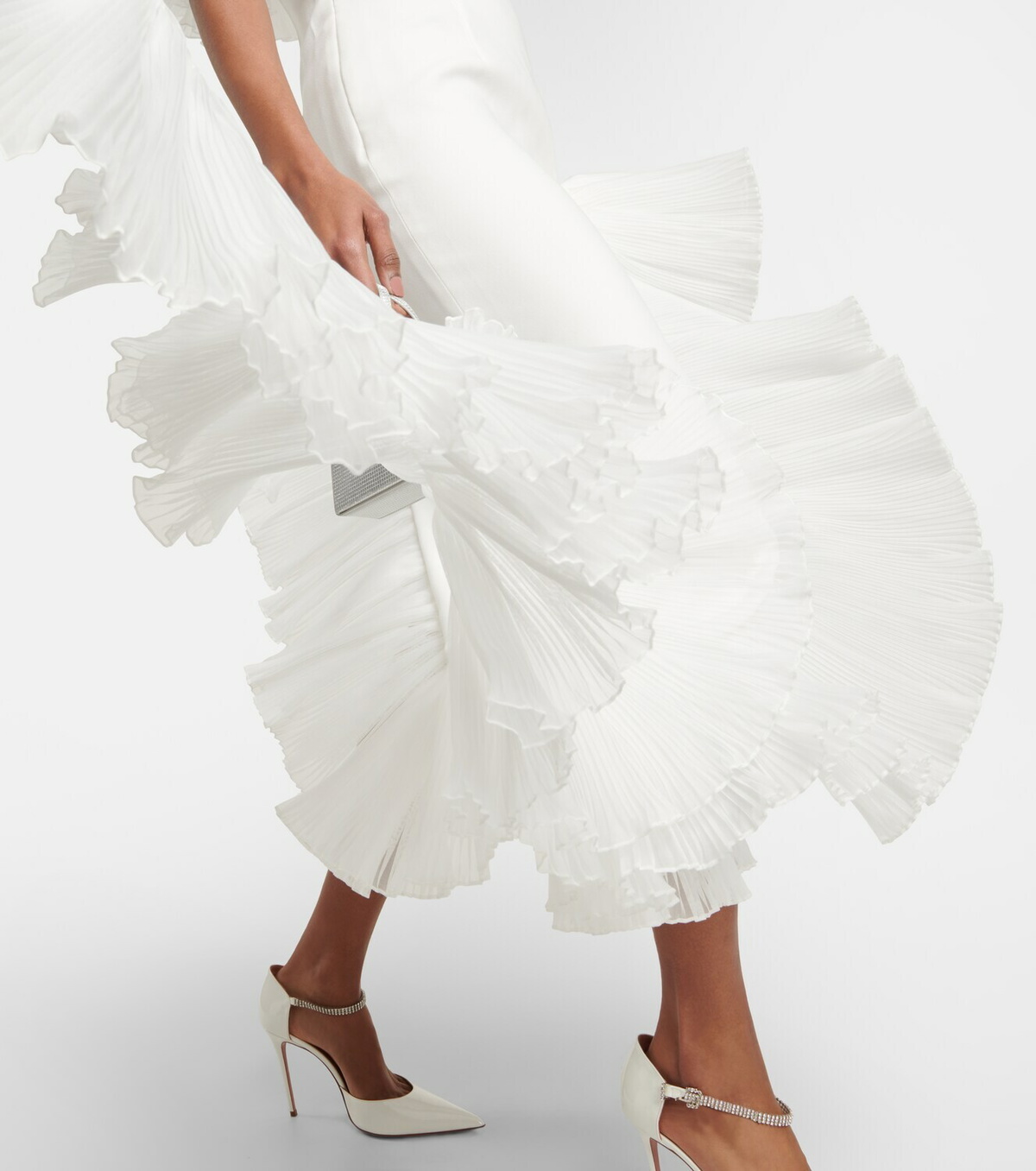 Mônot Ruffle-trimmed crêpe gown Monot