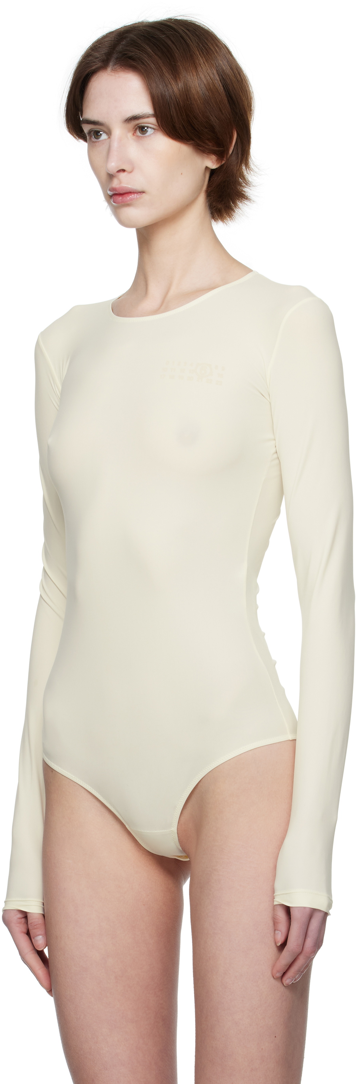 MM6 Maison Margiela Beige Lycra Jersey Bodysuit MM6 Maison Margiela